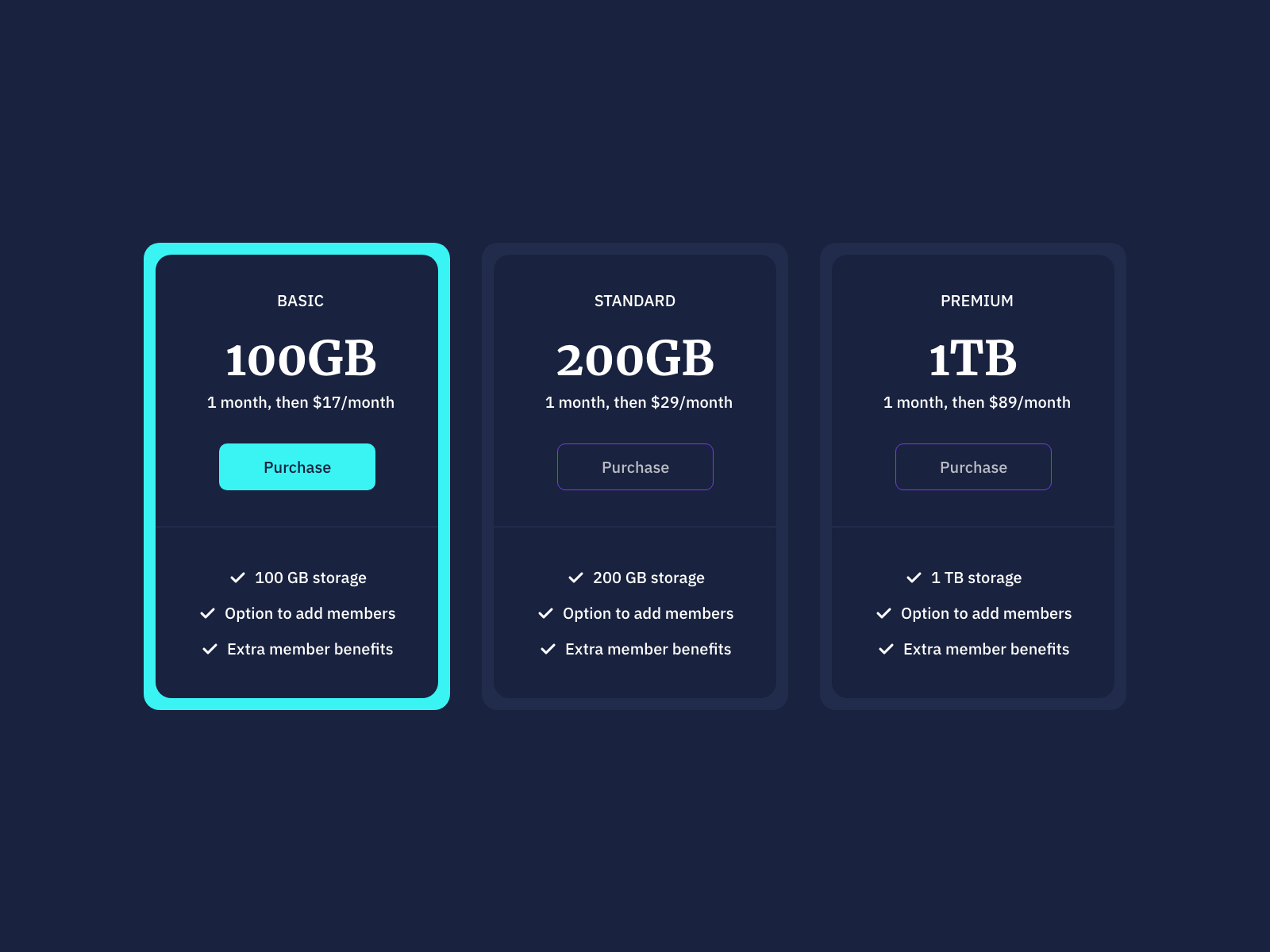 Webdevdaily Pricing Cards Coding Challenge